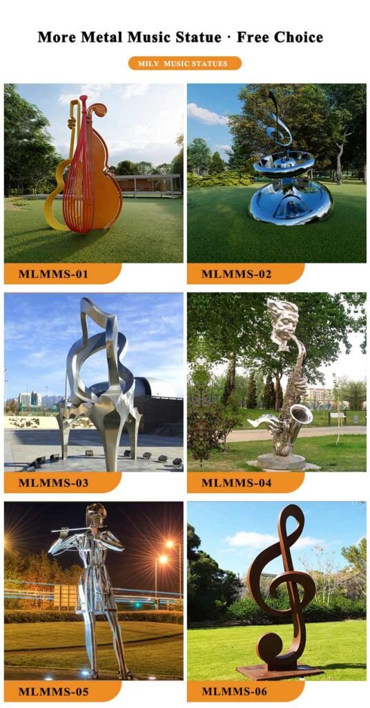 Metal Stainless Steel Guitar Sculpture for Garden Decor MLSS-055 ...