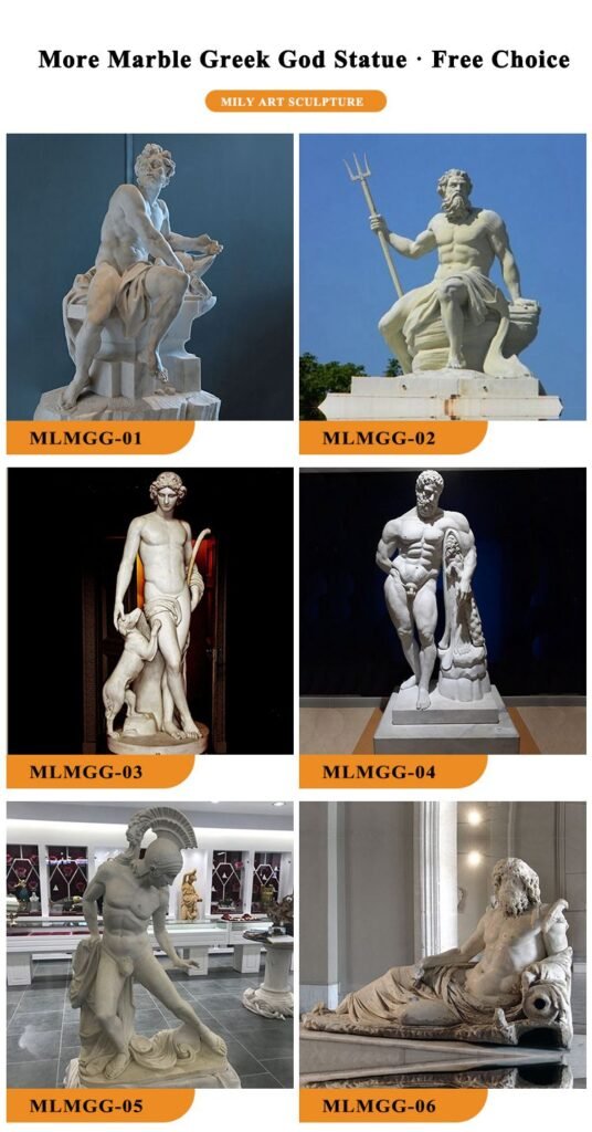 Hand Carved Marble Greek God Statue of Zeus