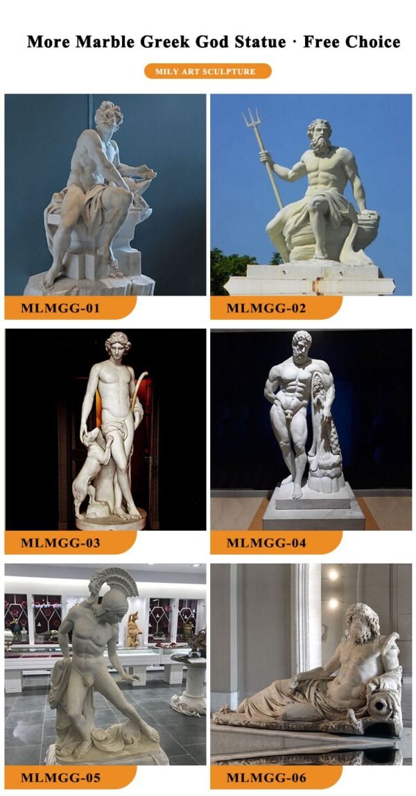 Hand Carved Marble Greek God Statue of Zeus