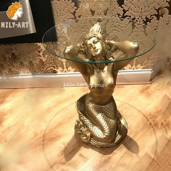 Bronze Mermaid Glass Coffee Table for Living Room - Milystatue - World ...