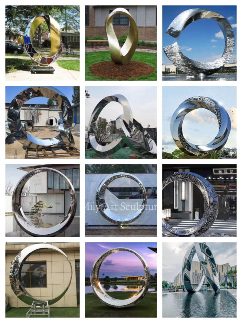 Large Stainless Steel Circle Hollow Art Sculpture for Urban Park