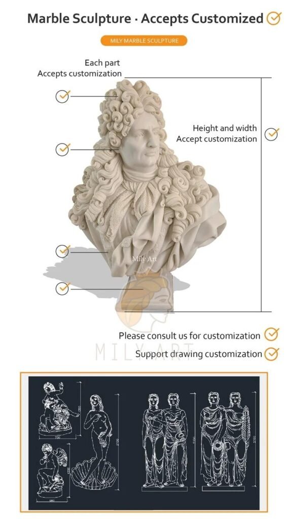 Michelangelo Marble Statue of David Bust Replica - Milystatue - World ...