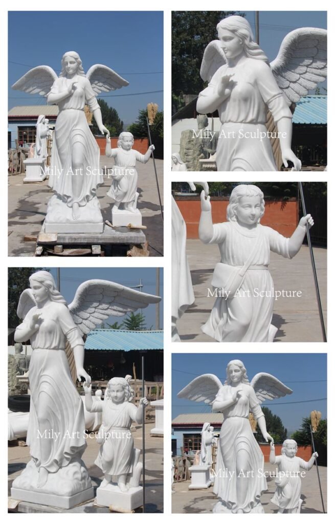 Life Size Marble Angel Statue with a Little Girl - Milystatue - World ...
