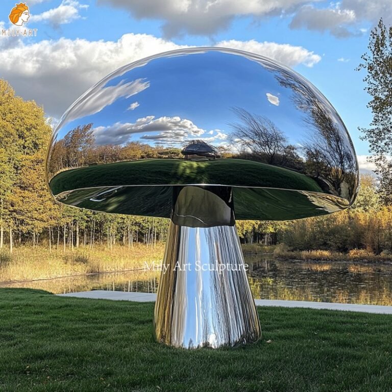 Large Polished Metal Mushroom Sculpture for Sale -Mily