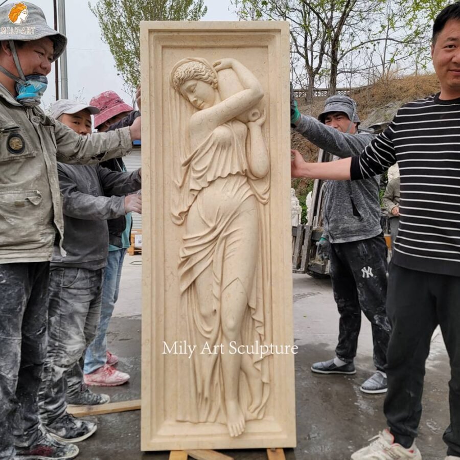 Marble Wall Relief Sculpture of a Classical Female Figure