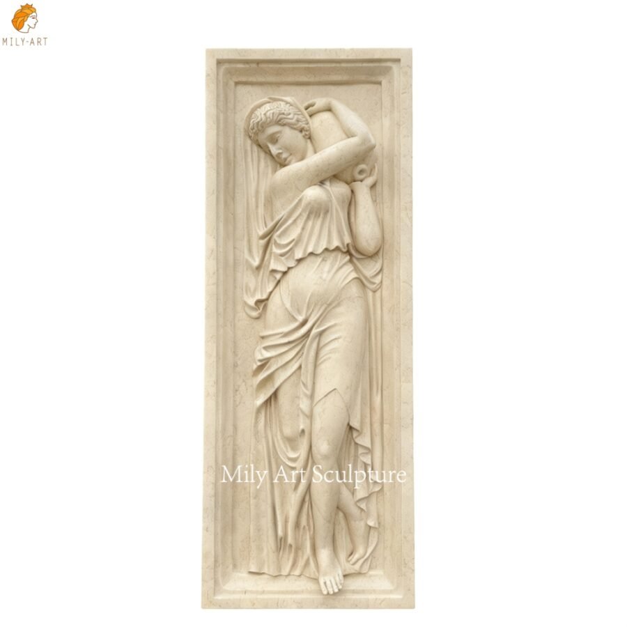 Marble Wall Relief Sculpture of a Classical Female Figure